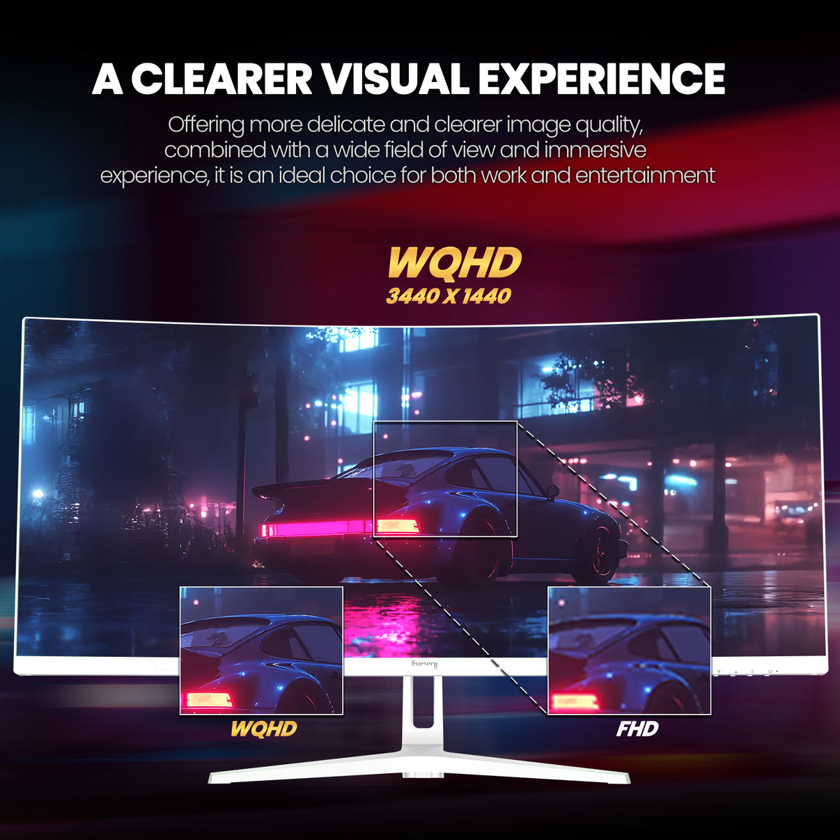 Suevery 34 Inch 120Hz Ultrawide Curved Gaming Monitor, WQHD (3440x1440