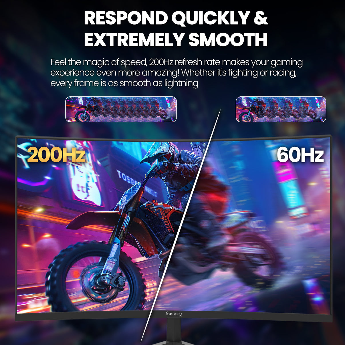 Suevery 24 Inch 200Hz Curved Gaming Monitor